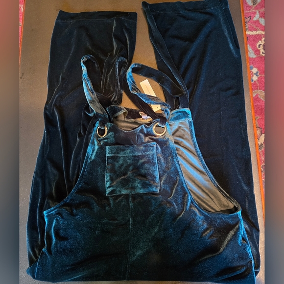 Modcloth | Pants & Jumpsuits | Modcloth Velvet Green Overalls Pullon ...